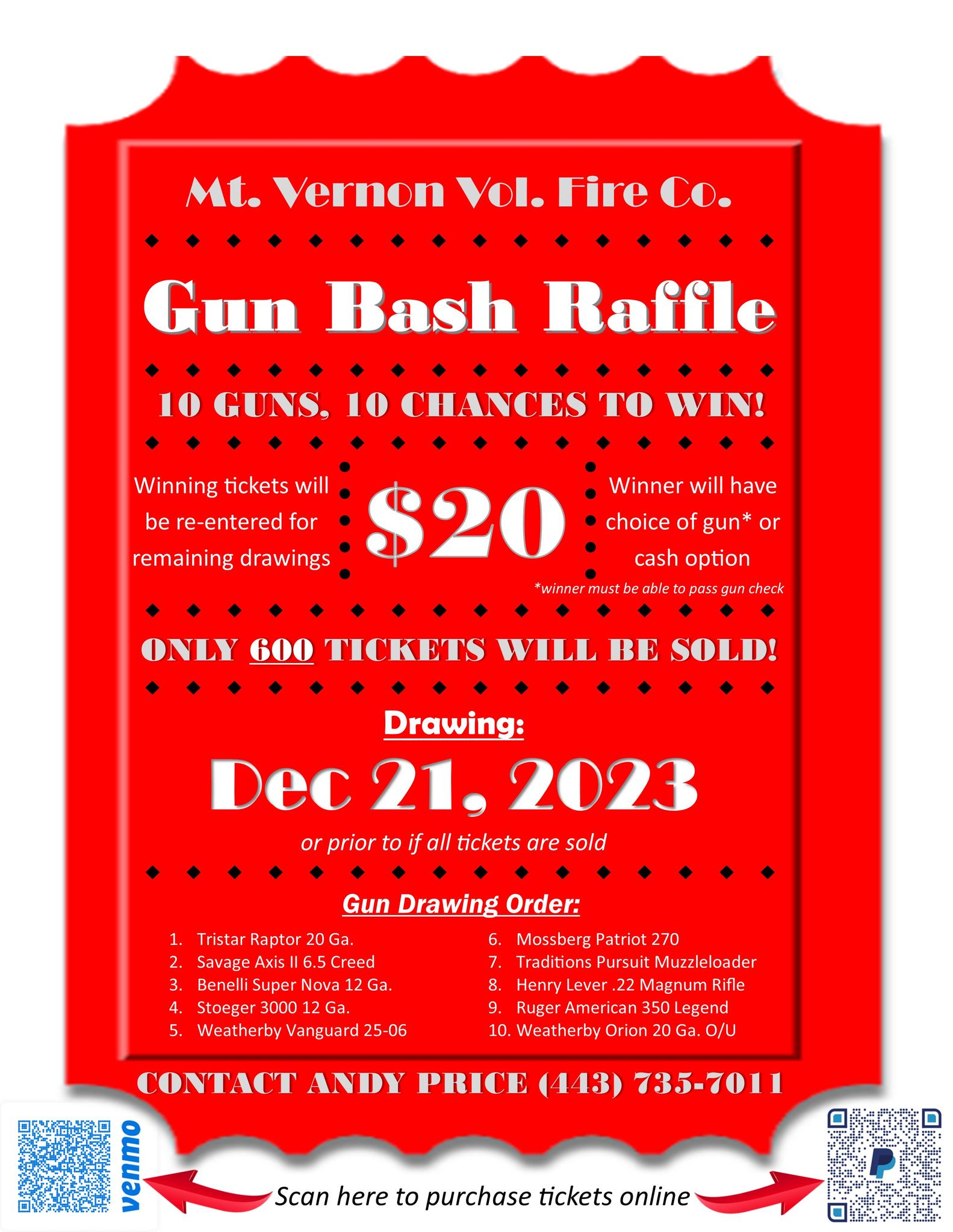 Mt. Vernon VFC Gun Bash Raffle | Bay Country 97.9 | Today's Country! | Salisbury/Ocean City, MD